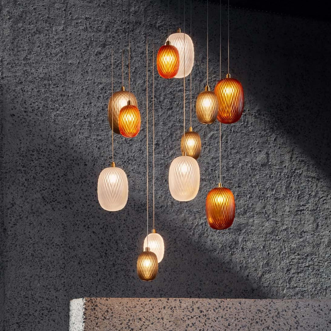 Geometric Stained Glass Ball Pendant Light